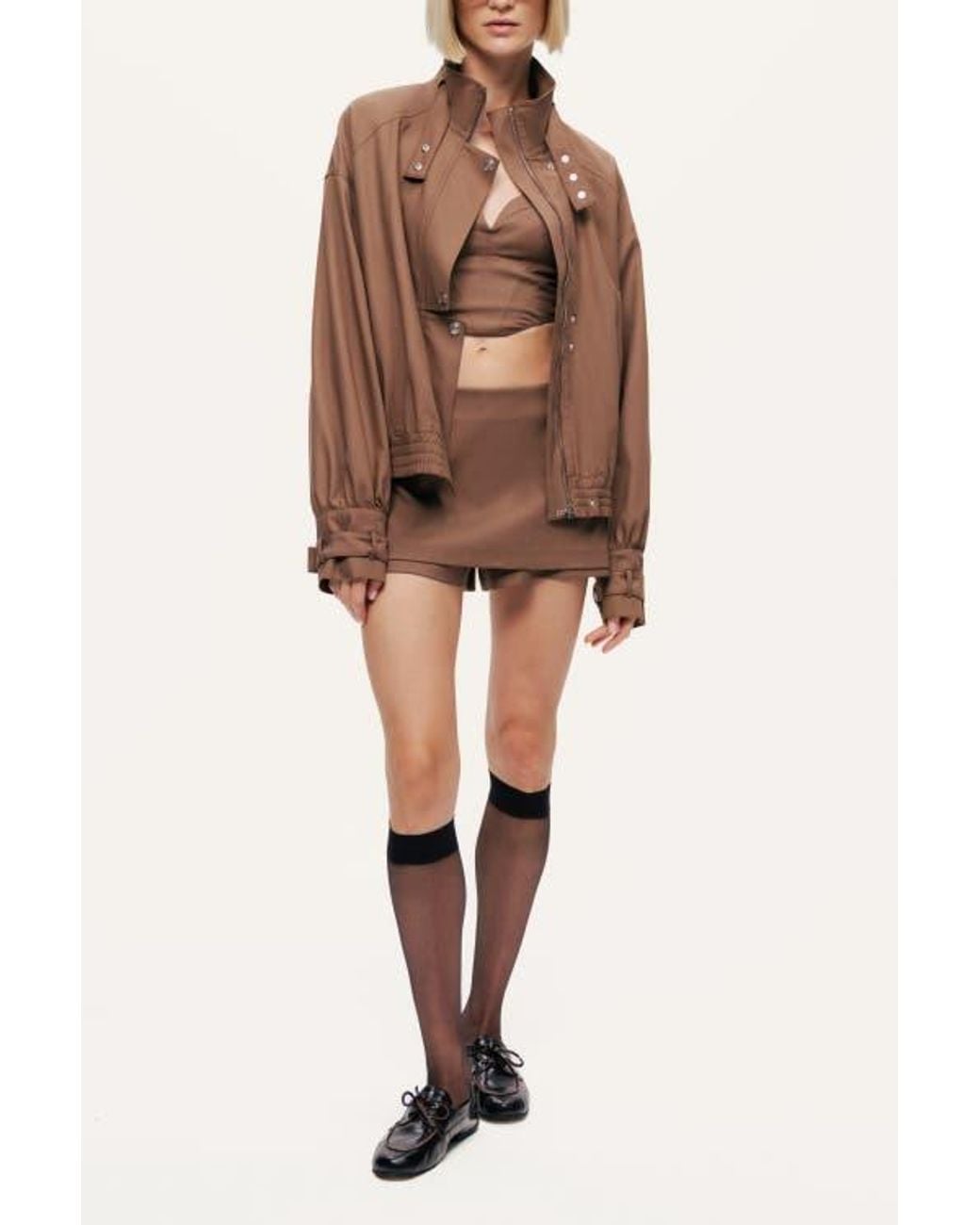 Nocturne High Neck Jacket in Natural | Lyst
