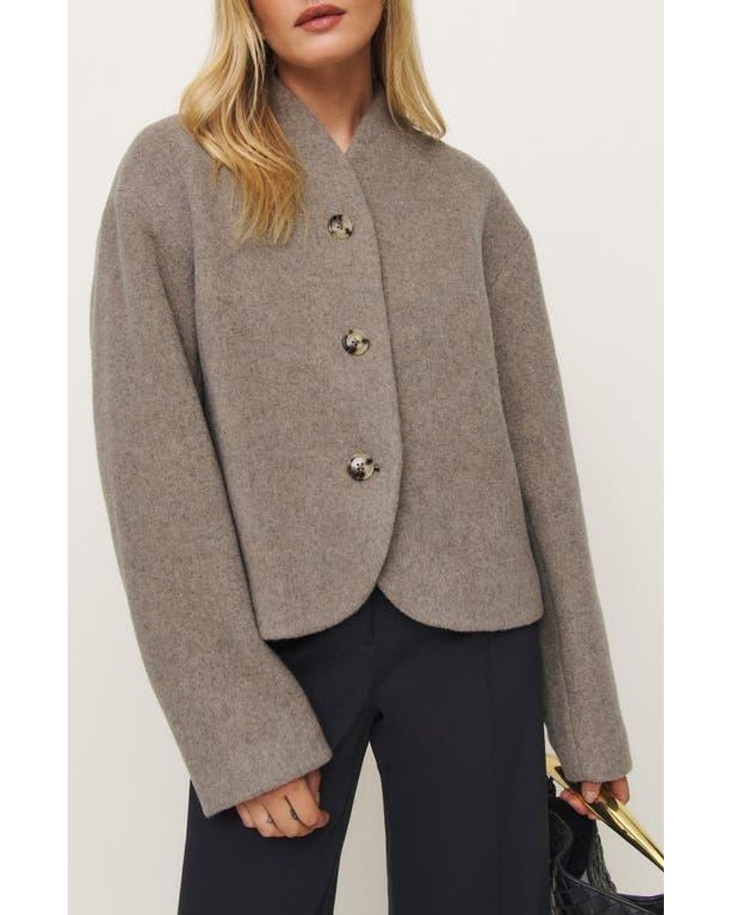 Reformation Owen Wool Blend Jacket in Natural | Lyst