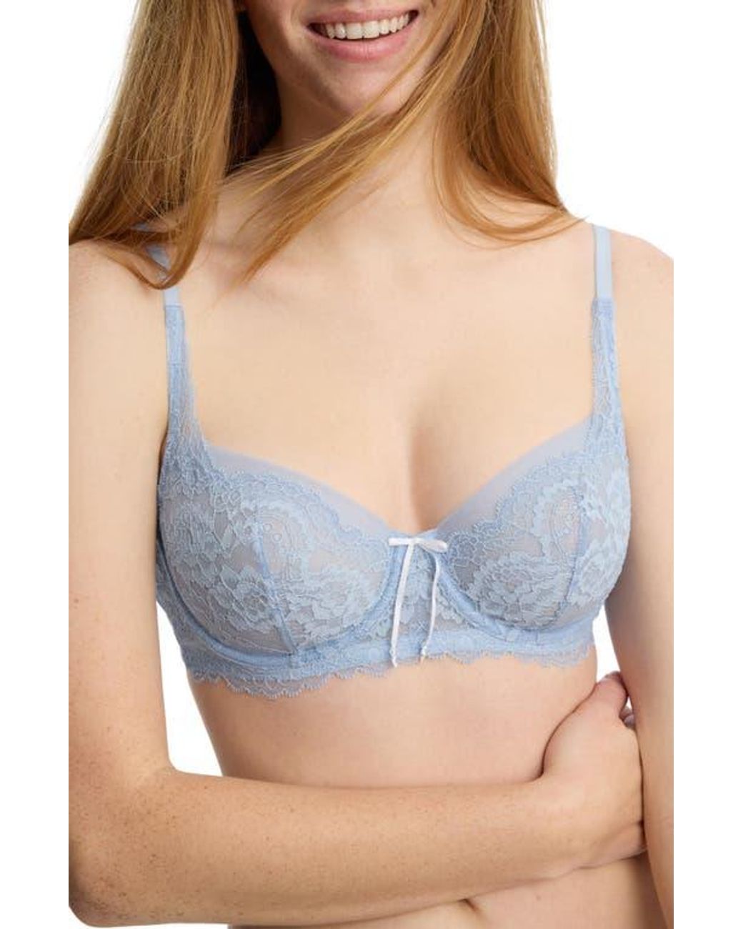 Skarlett Blue Minx Lace Balconette Bra in Blue | Lyst
