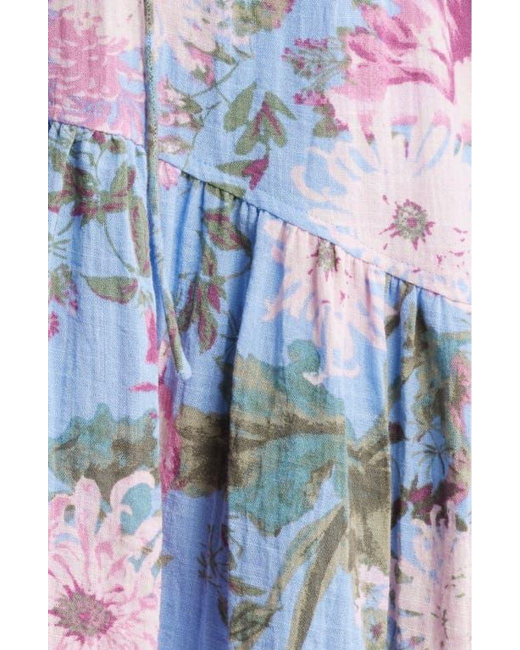 Treasure & Bond Floral Long Sleeve Drop Waist Dress in Blue | Lyst