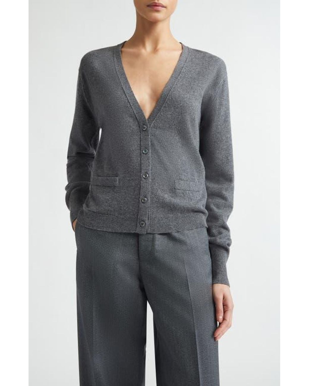 Maison Margiela Virgin Wool Cardigan in Gray | Lyst
