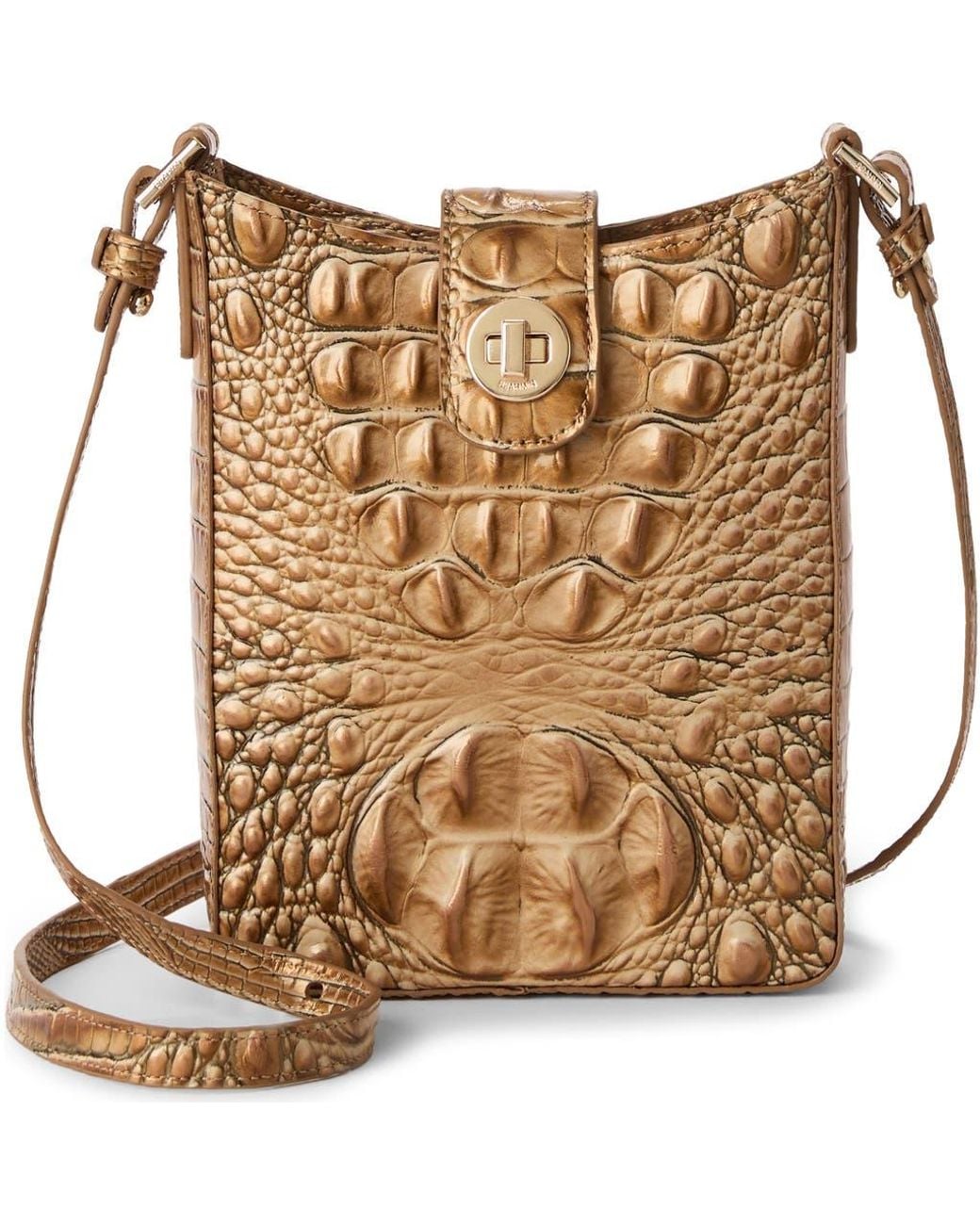 Brahmin Marley Croc Embossed Leather Crossbody Bag in Metallic | Lyst