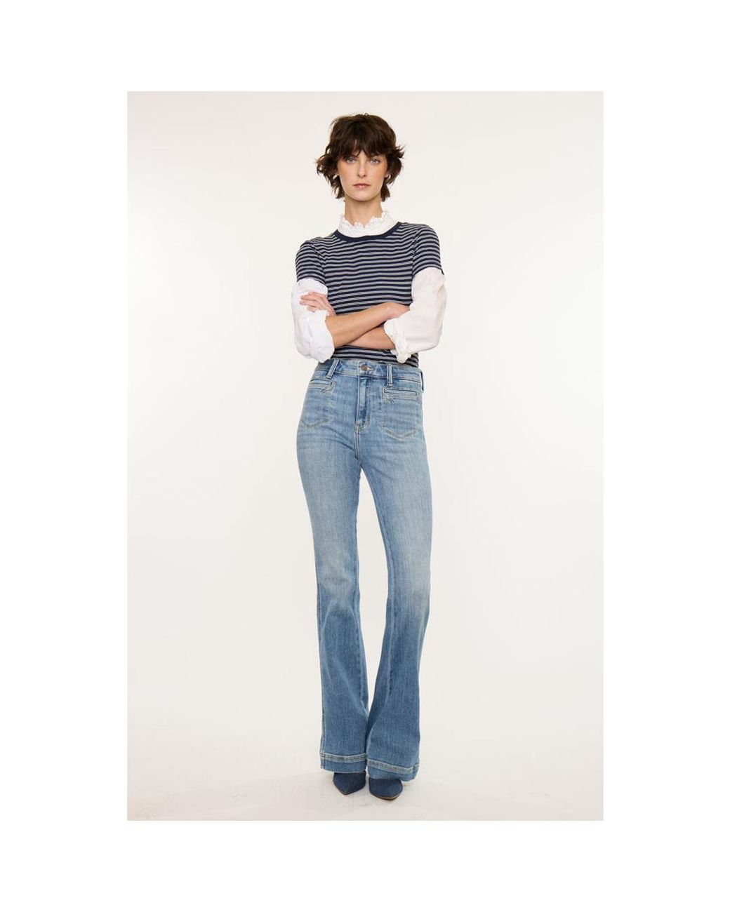 Kancan Rachel High Rise Flare Jeans in Blue | Lyst