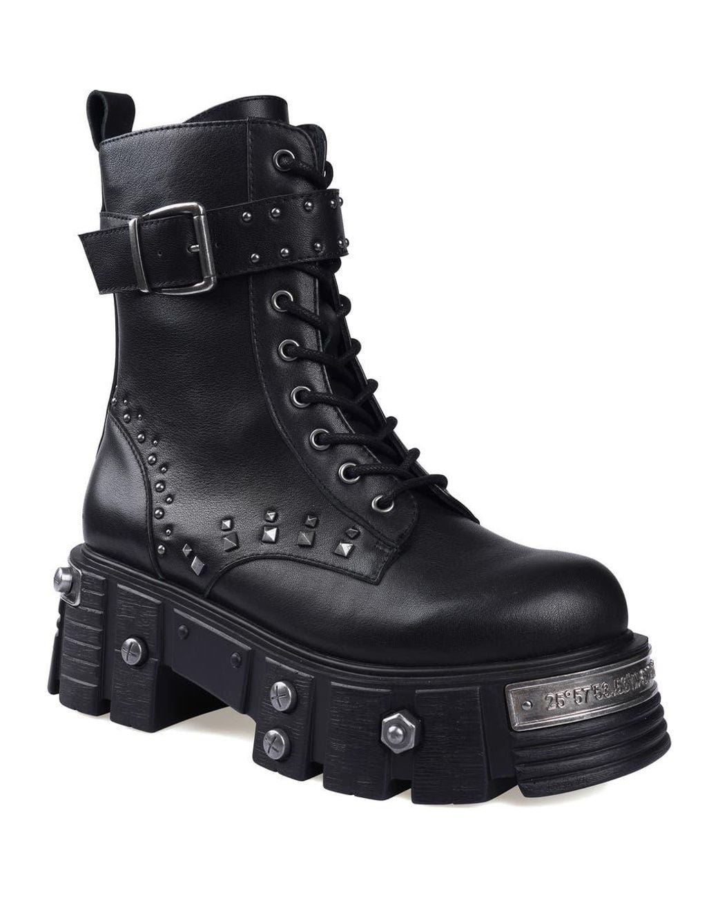 Zigi Monik Stud Lug Sole Combat Boot in Black | Lyst