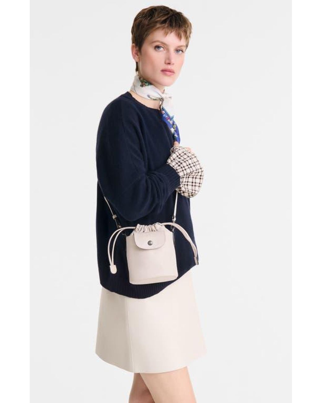 Longchamp Extra Small Le Pliage Xtra Leather Bucket Bag in Natural | Lyst