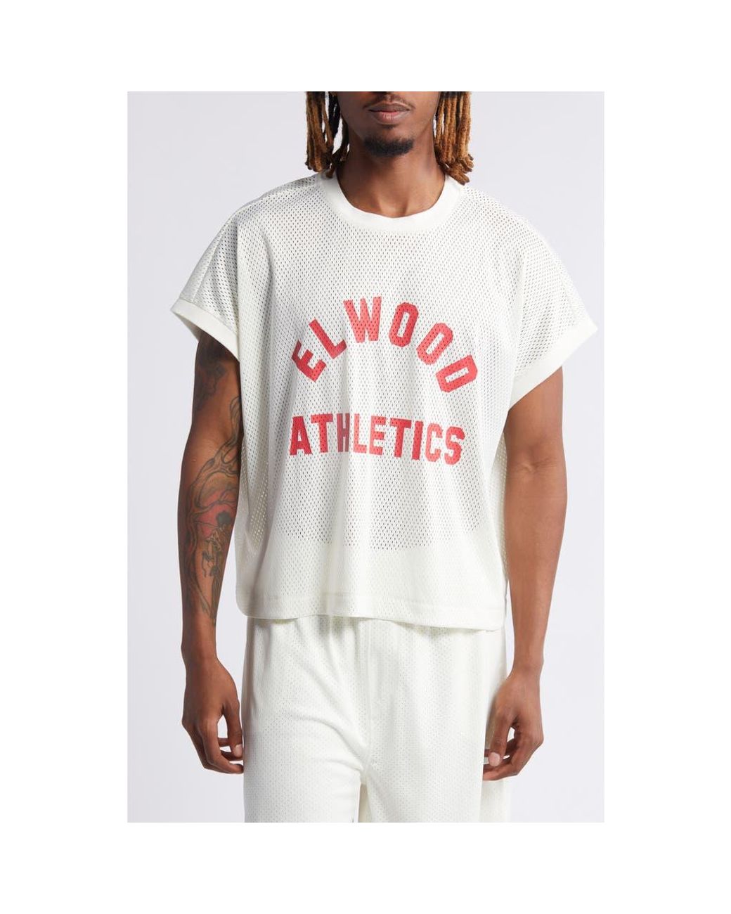 Elwood Logo Mesh Graphic T-Shirt in White for Men | Lyst