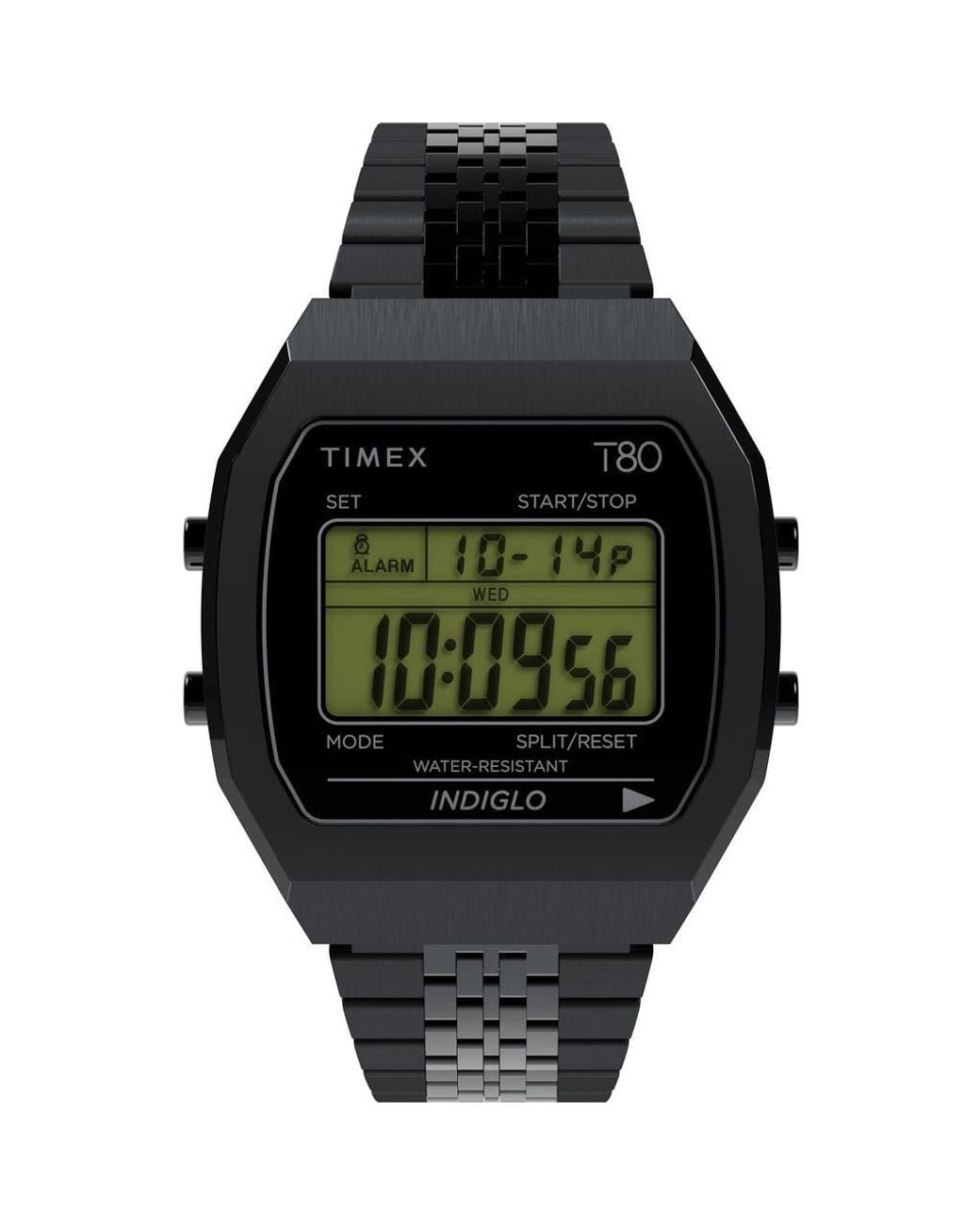 Timex T80 Digital Stainless Steel Bracelet Watch, 36Mm in Black for Men ...