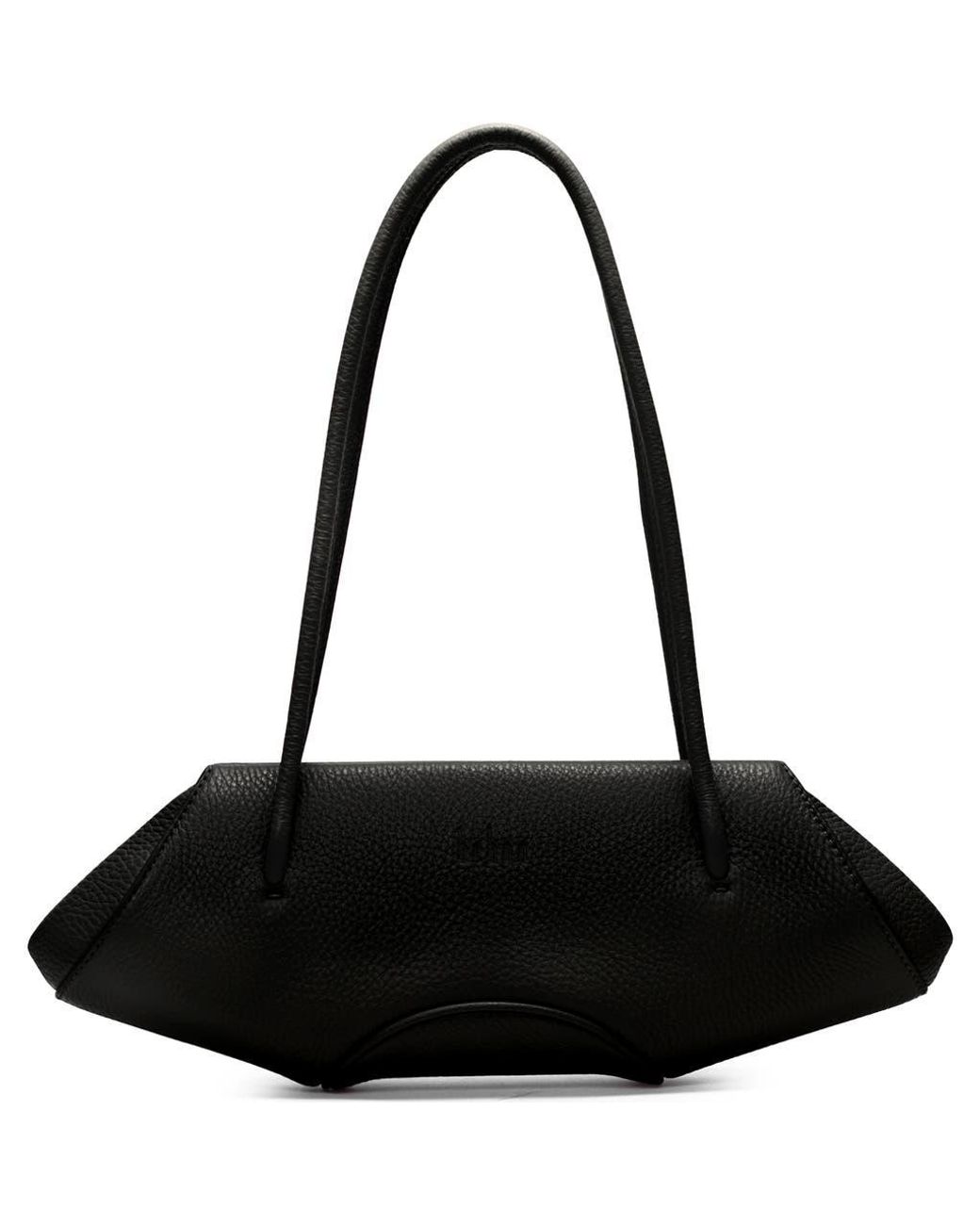 BEHNO Mini Elizabeth Baguette Pebble Leather Shoulder Bag in Black | Lyst