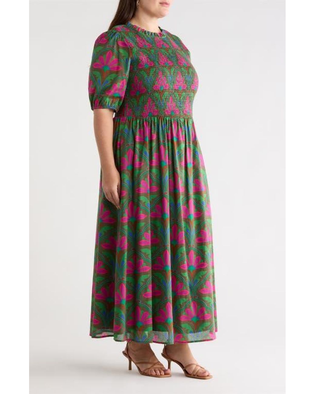 Sugarlips Evanna Floral Bermy Smocked Maxi Dress in Blue | Lyst