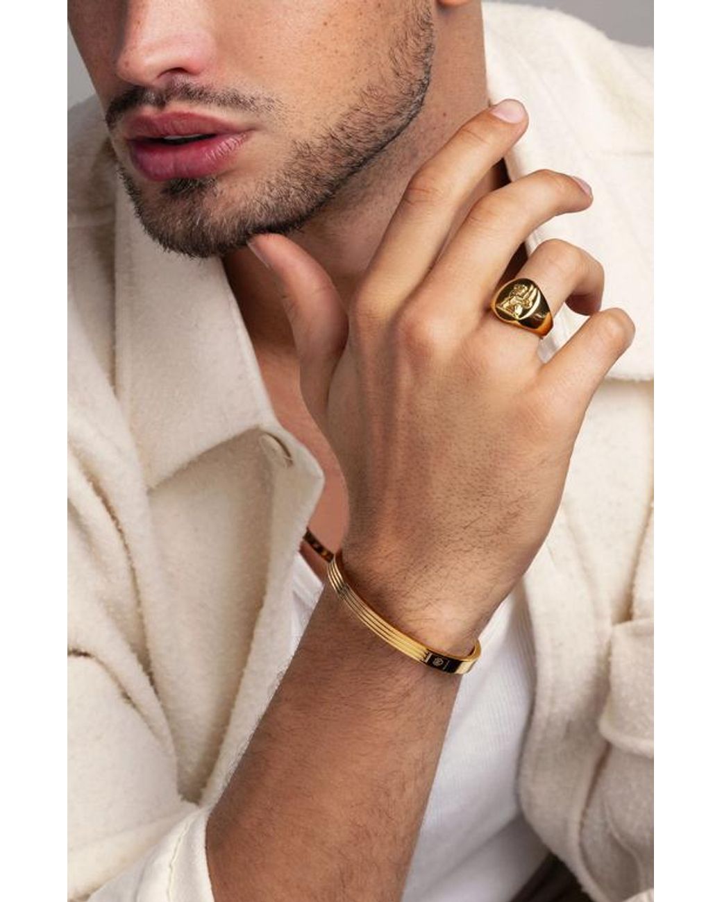Nialaya Lion Crest Ring in Metallic for Men | Lyst