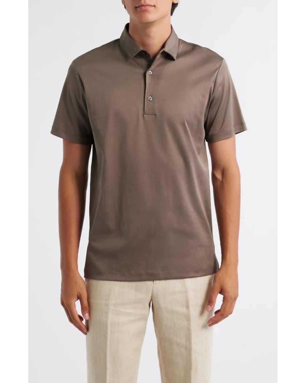 Aurélien Aur1 Solid Cotton Polo in Brown for Men | Lyst