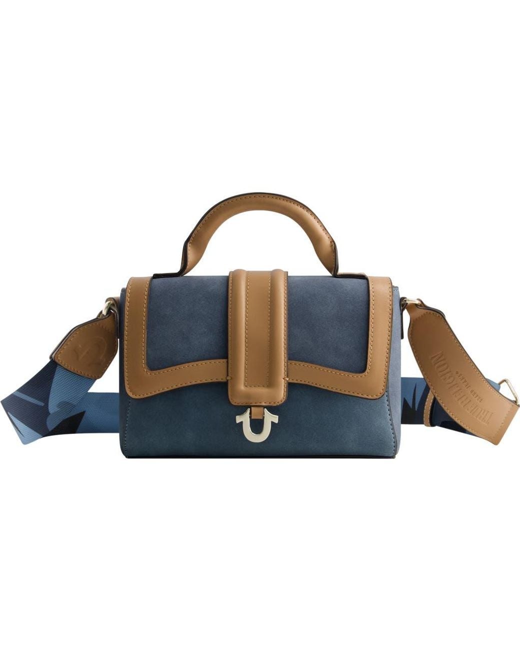 TRUE RELIGION Mini Camo Strap Satchel in Blue | Lyst