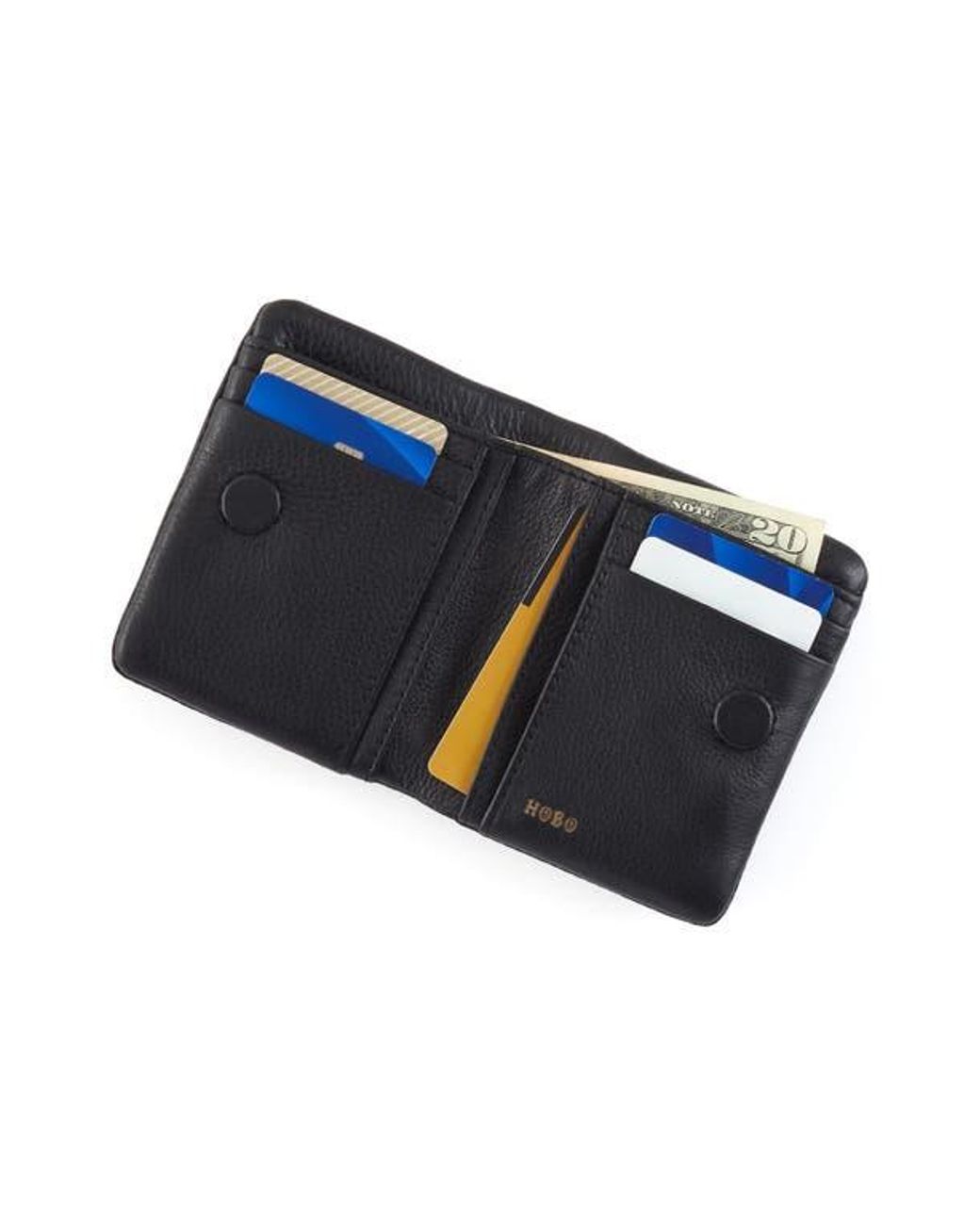 Hobo International Mini Lumen Leather Bifold Wallet in Black | Lyst