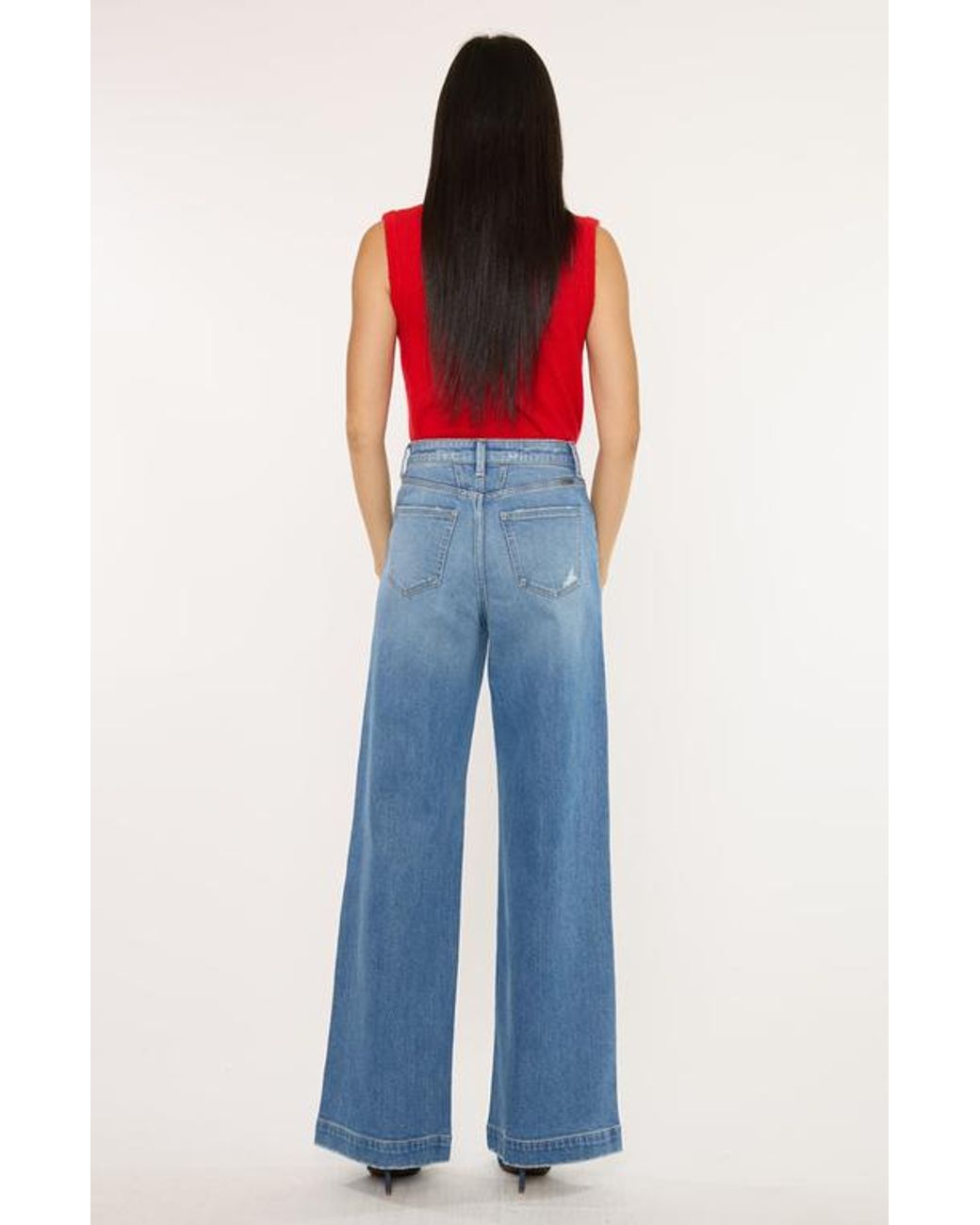 Kancan Becca Ultra High Rise Wide Leg Trouser in Blue | Lyst