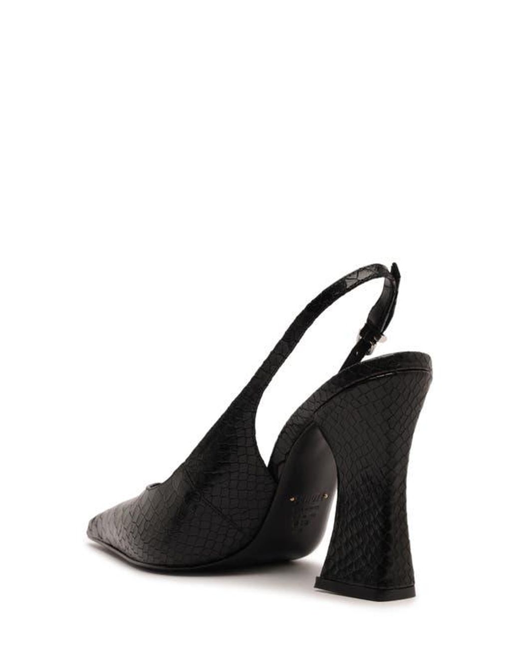 SCHUTZ SHOES Michelle Snakeskin Embossed Slingback Pump in Black | Lyst