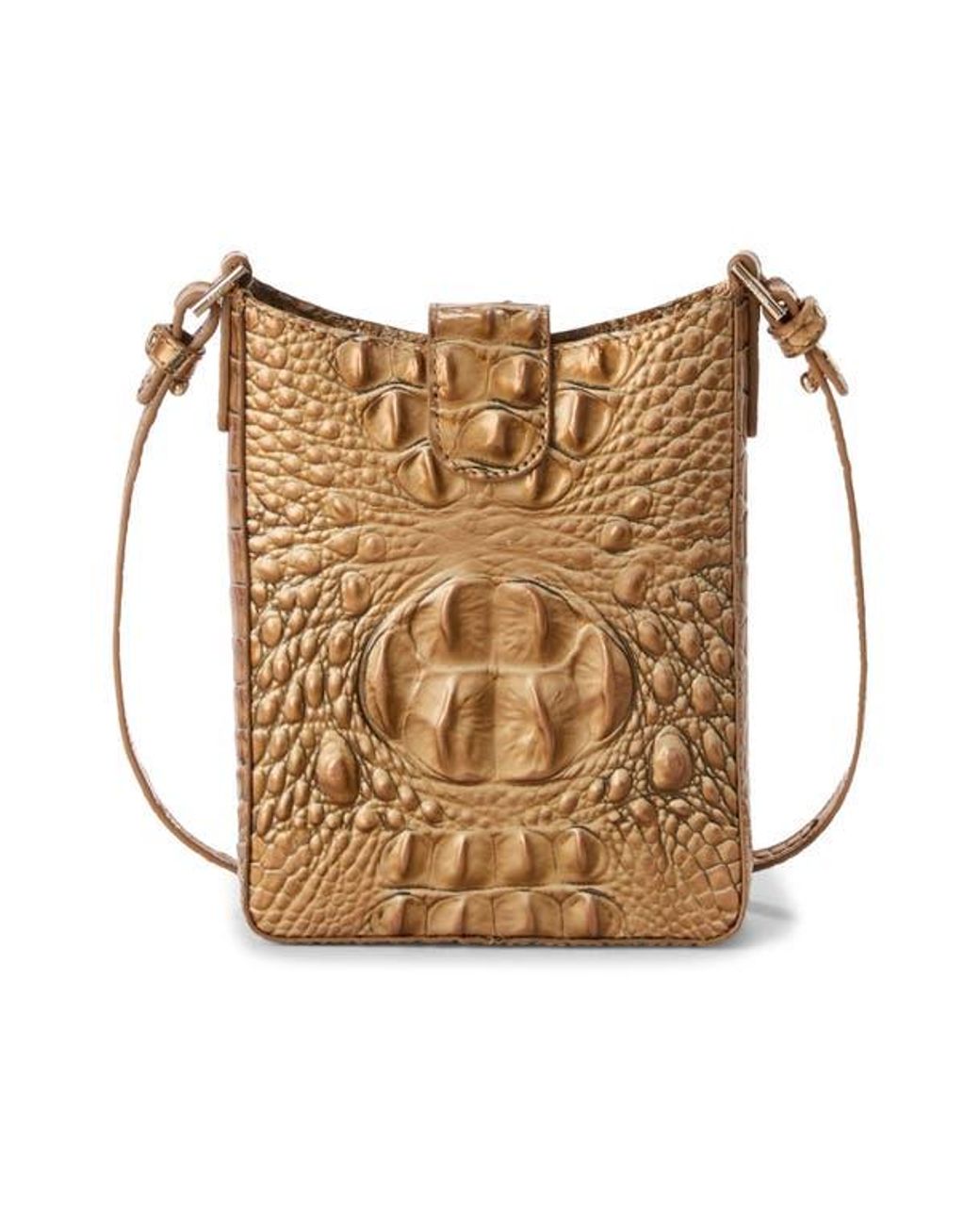 Brahmin Marley Croc Embossed Leather Crossbody Bag in Metallic | Lyst
