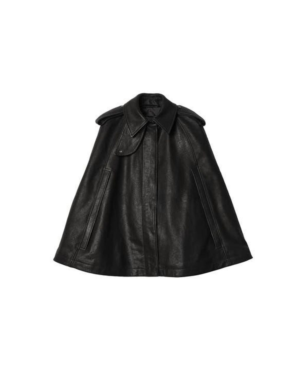 Burberry Leather Cape in Black | Lyst