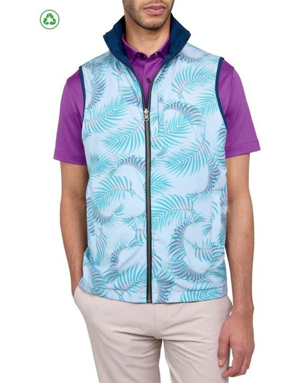 Con.struct Regular Fit Leaf Print Recycled Performance Reversible Vest ...