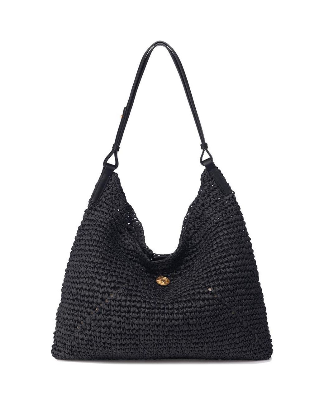 orYANY Raffia Triangle Shoulder Bag in Black | Lyst