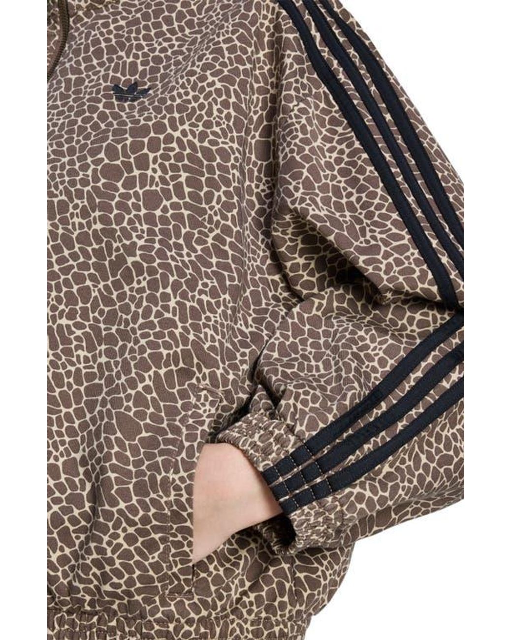 adidas Originals Firebird Animal Print Denim Track Jacket in Brown | Lyst
