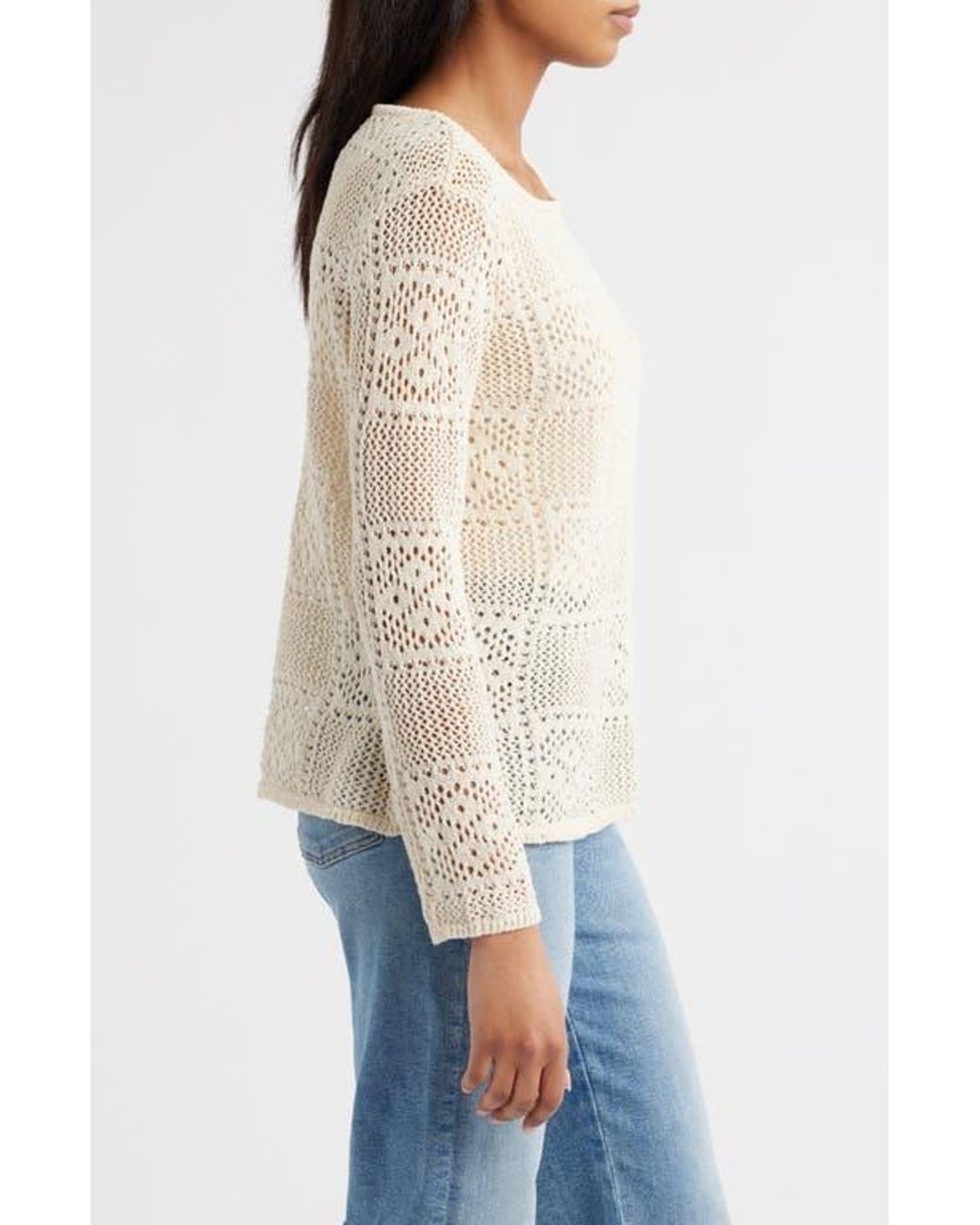 Beach Lunch Lounge Tiara Crochet Look Sweater in Natural | Lyst