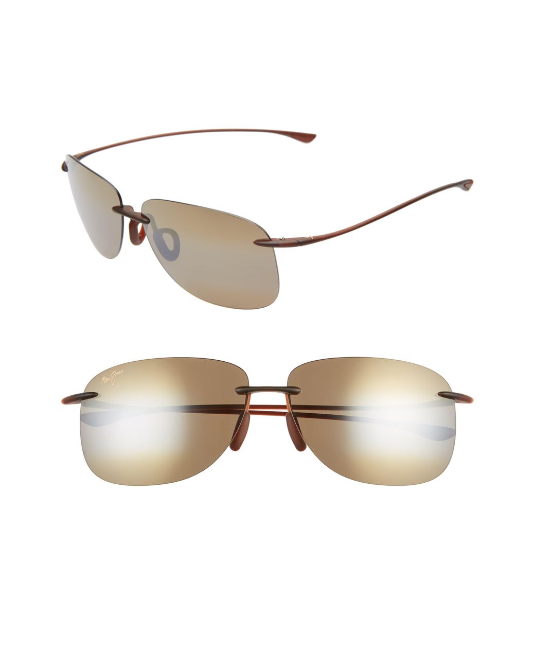 Maui Jim Hikina 62mm Polarizedplus2® Rimless Sunglasses in Natural | Lyst