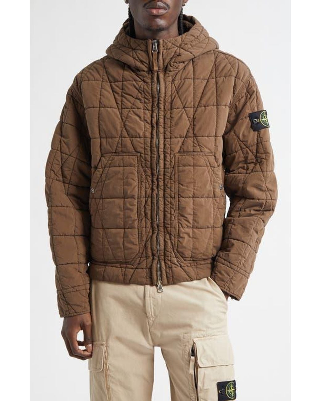 Stone Island Short Cotton & Nylon Parka in Brown for Men | Lyst