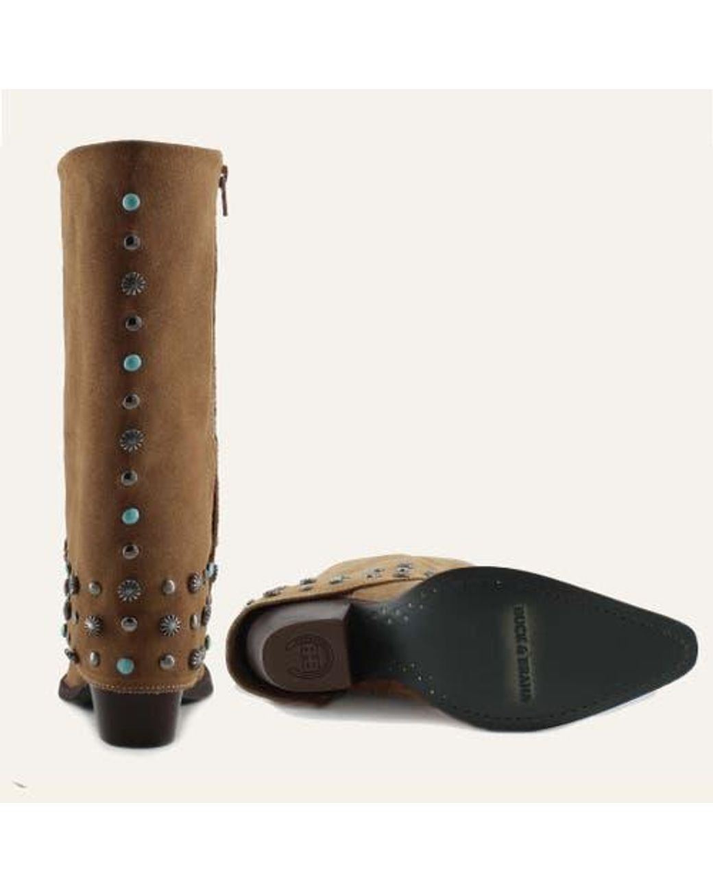 Buck & Brana Arianna Leather Boots in Brown | Lyst