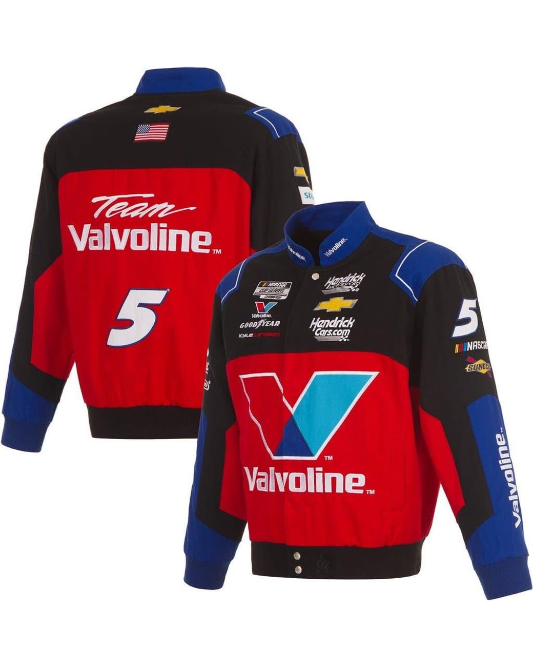 JH Design Kyle Larson Valvoline Full-Snap Twill Uniform Jacket in Red ...