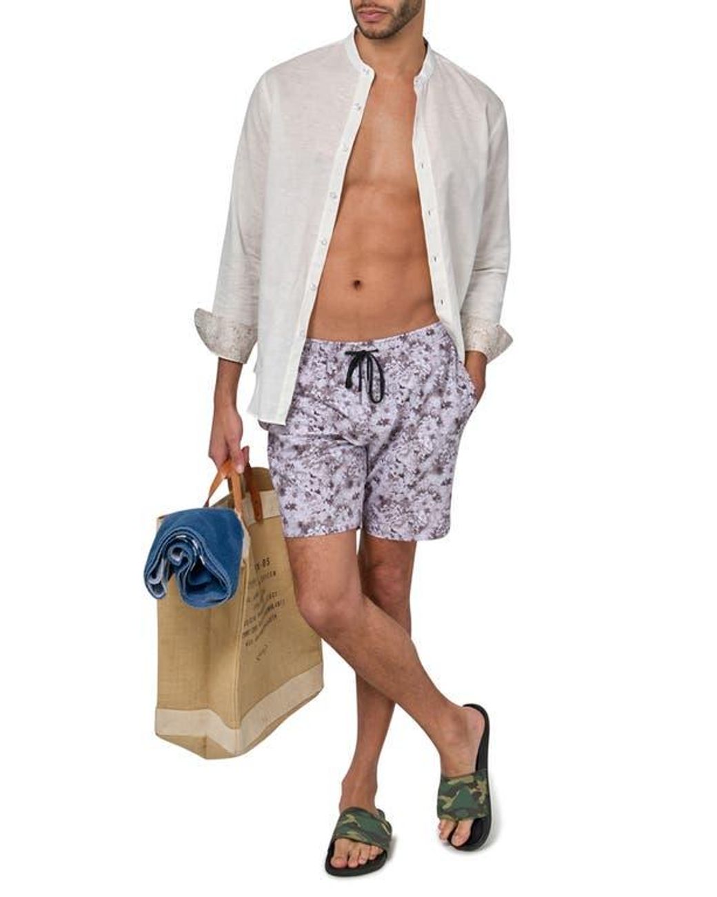 Brooklyn Brigade Slim Fit Floral Swim Trunks for Men | Lyst