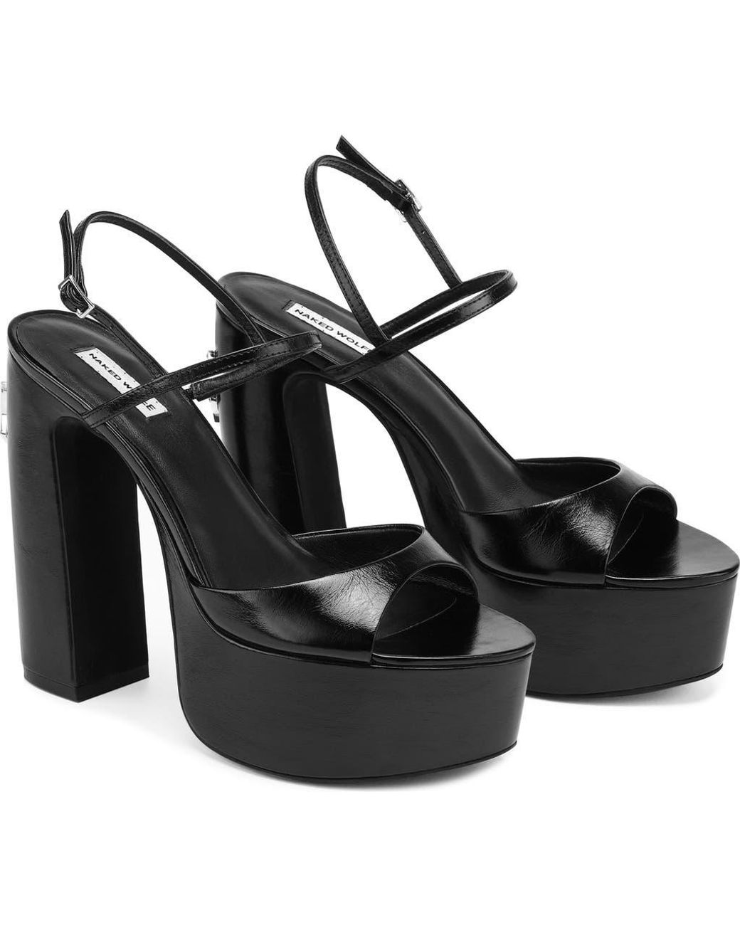 Naked Wolfe Fire Satin Heel in Black | Lyst