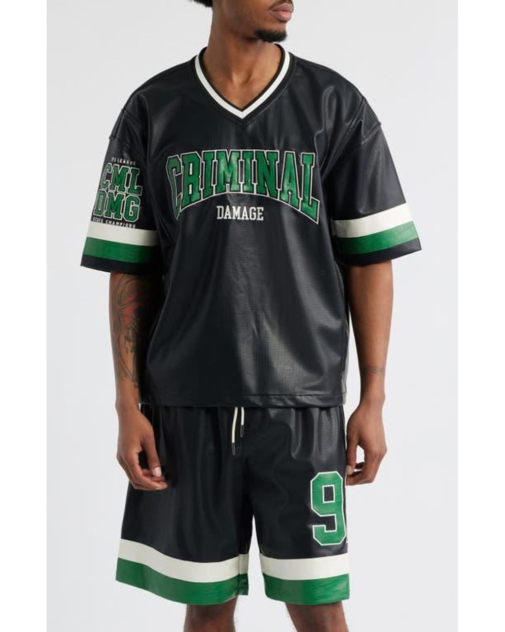 Criminal Damage Stadium Faux Leather Jersey in Green for Men | Lyst