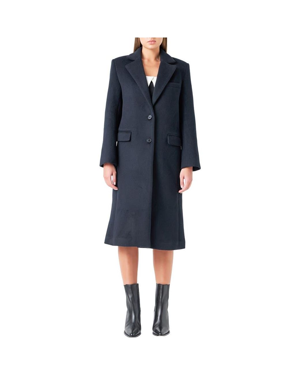 Grey Lab Wool Blend Trench Coat in Blue | Lyst