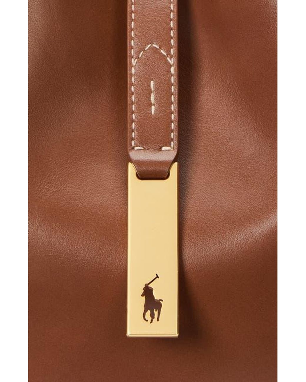 Polo Ralph Lauren Small Polo Id Leather Shoulder Bag in Brown | Lyst