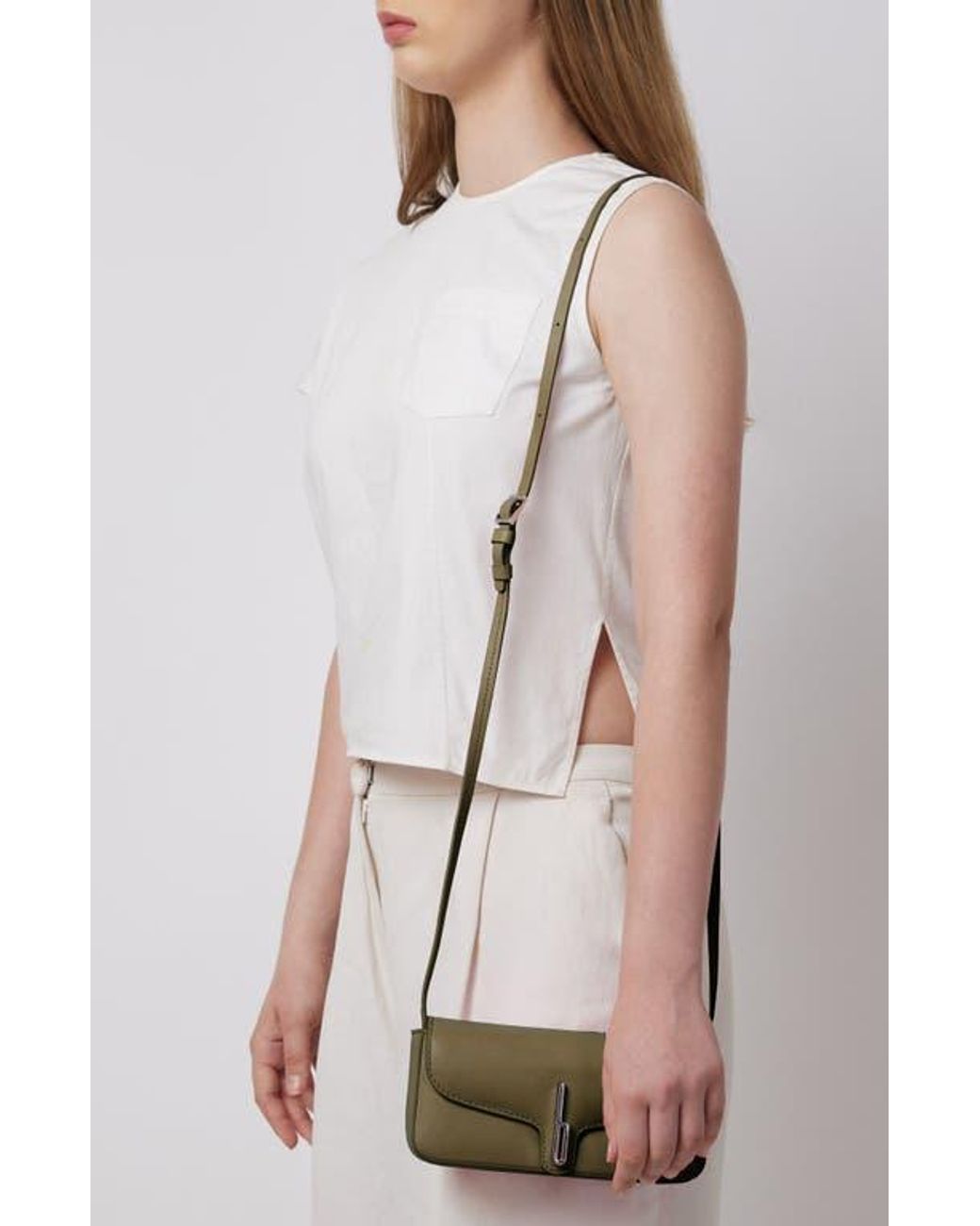 BEHNO Mini Claudia Pebble Leather Crossbody Bag in Green | Lyst