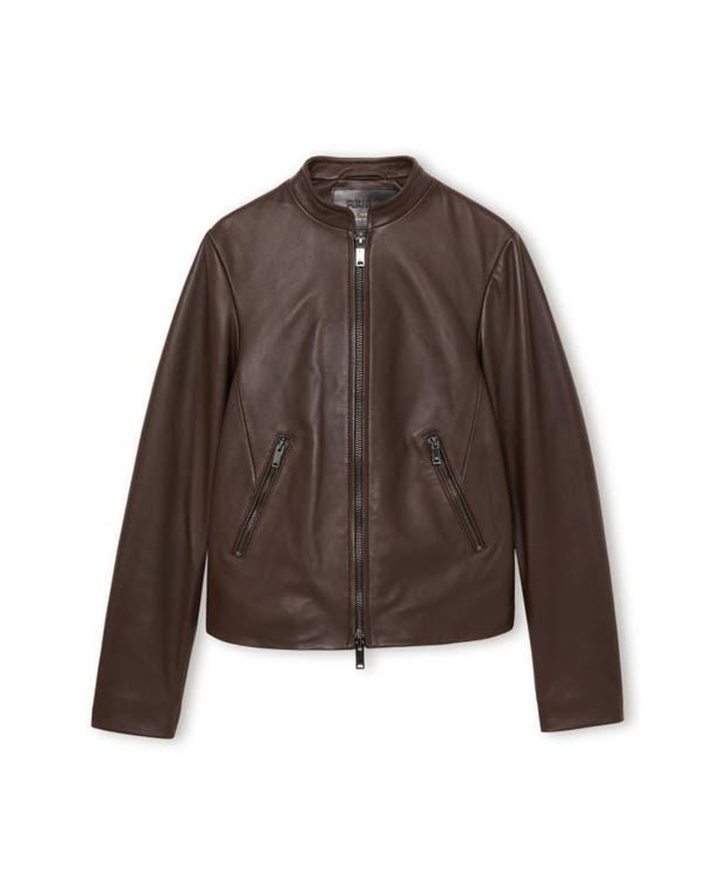 Reiss Allie Leather Jacket in Brown | Lyst