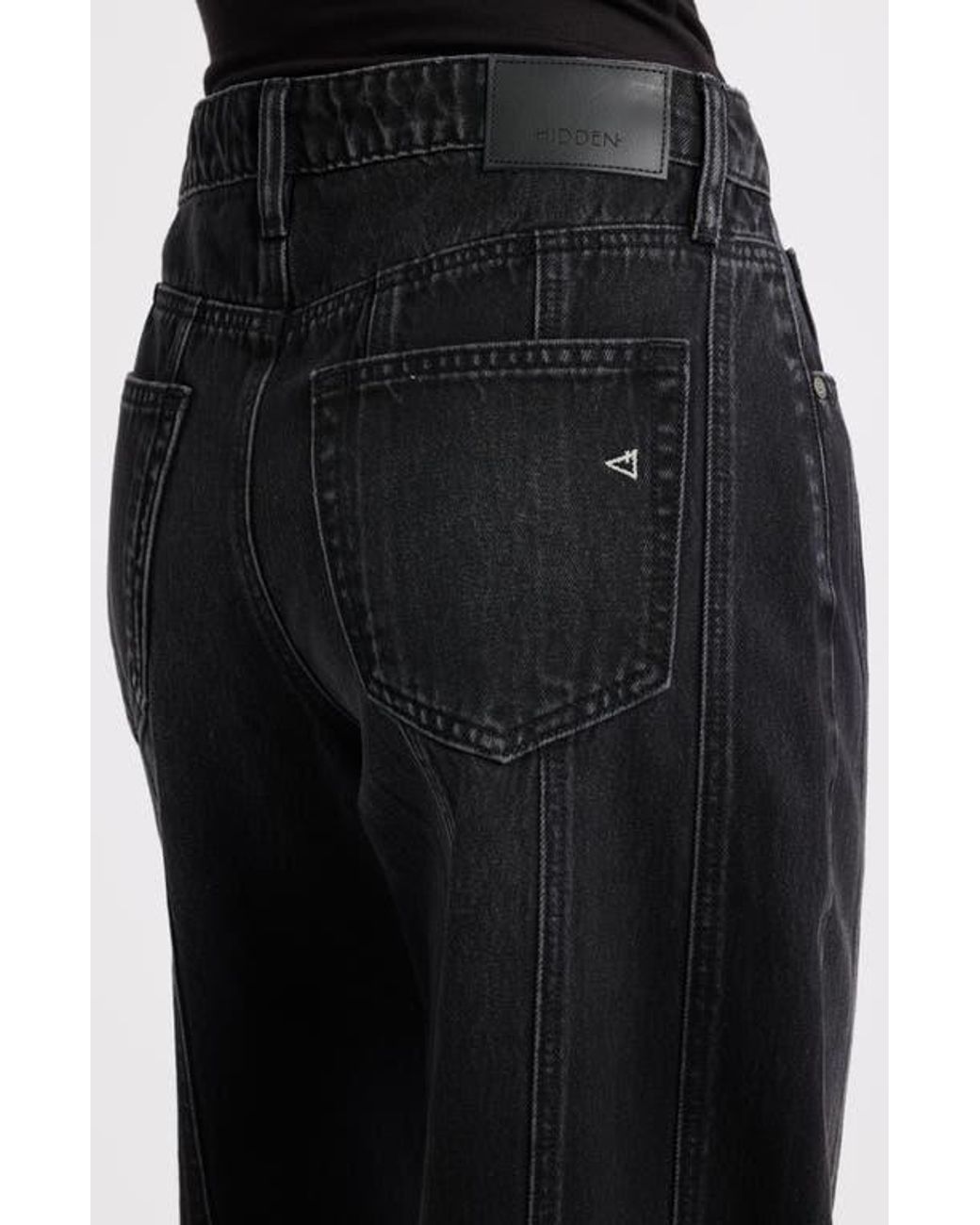 Hidden Jeans Seamed Ankle Barrel Leg Jeans in Black | Lyst