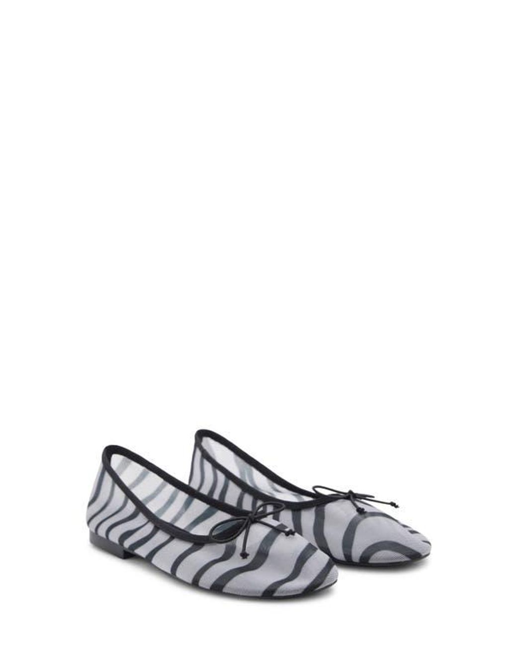 Mango Animal Print Mesh Ballerina Flat in White | Lyst