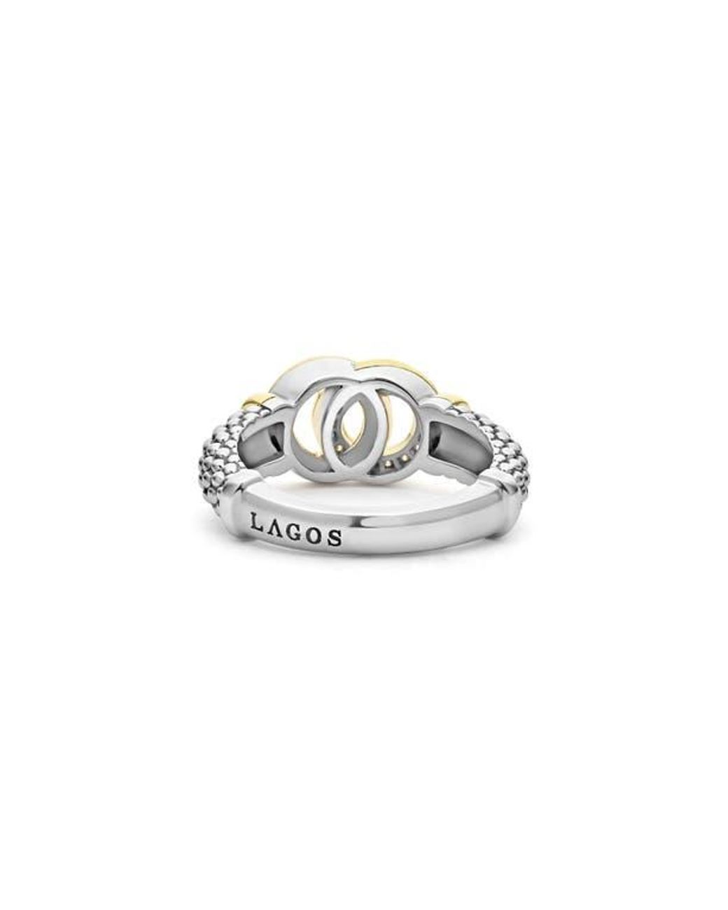 Lagos Signature Caviar Interlocking Diamond Ring in Metallic | Lyst