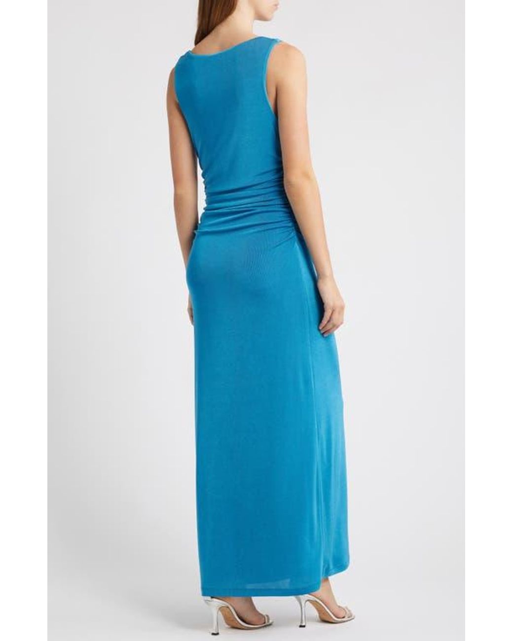 Wayf Murphy Cowl Neck Gown in Blue | Lyst