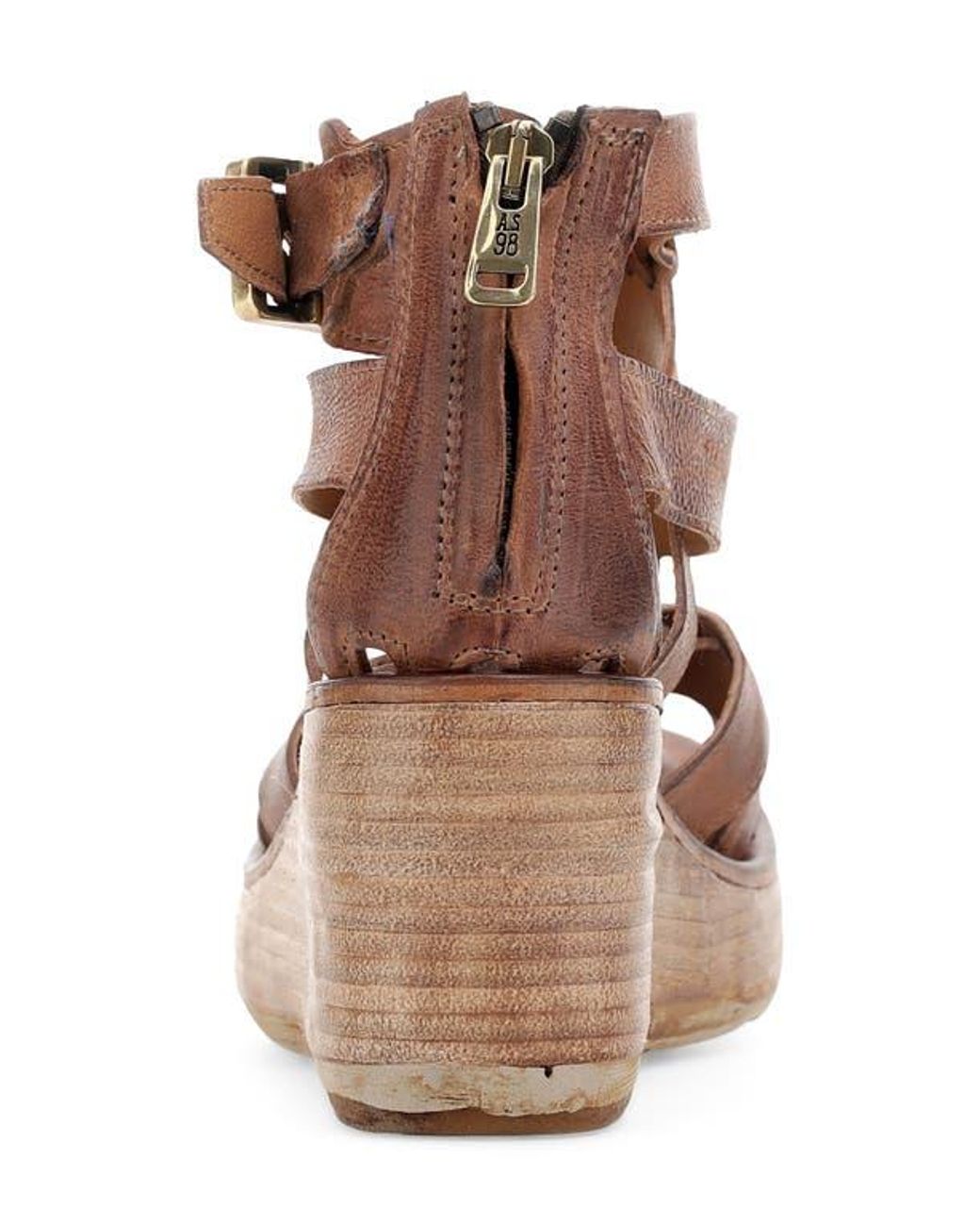 A.s.98 Norman Platform Wedge Sandal in Brown | Lyst