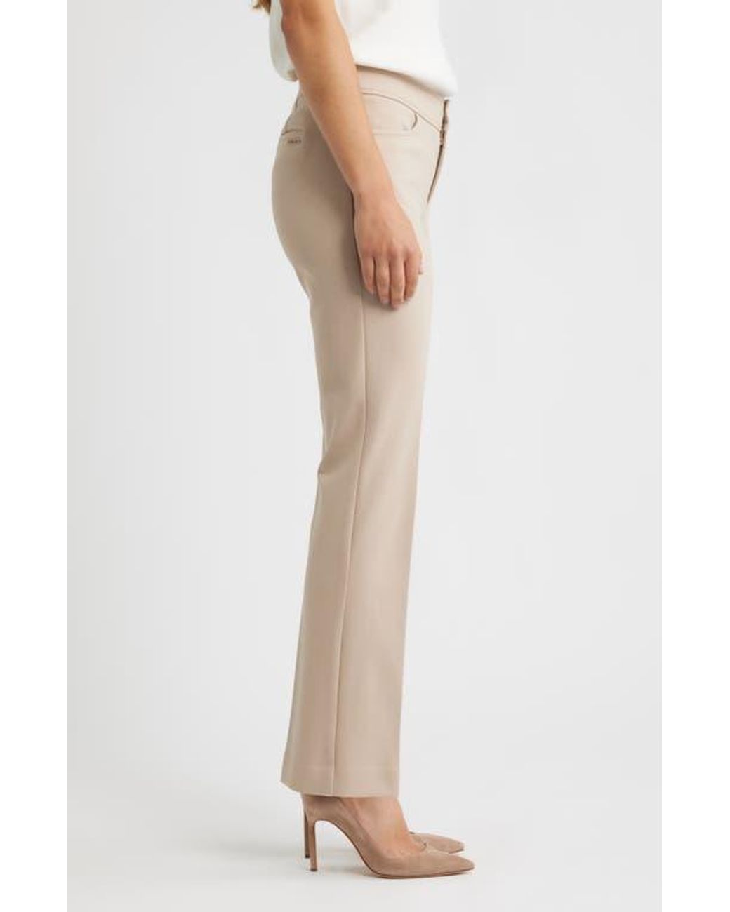 Anne Klein Compression Flare Leg Ponte Pants in Natural | Lyst