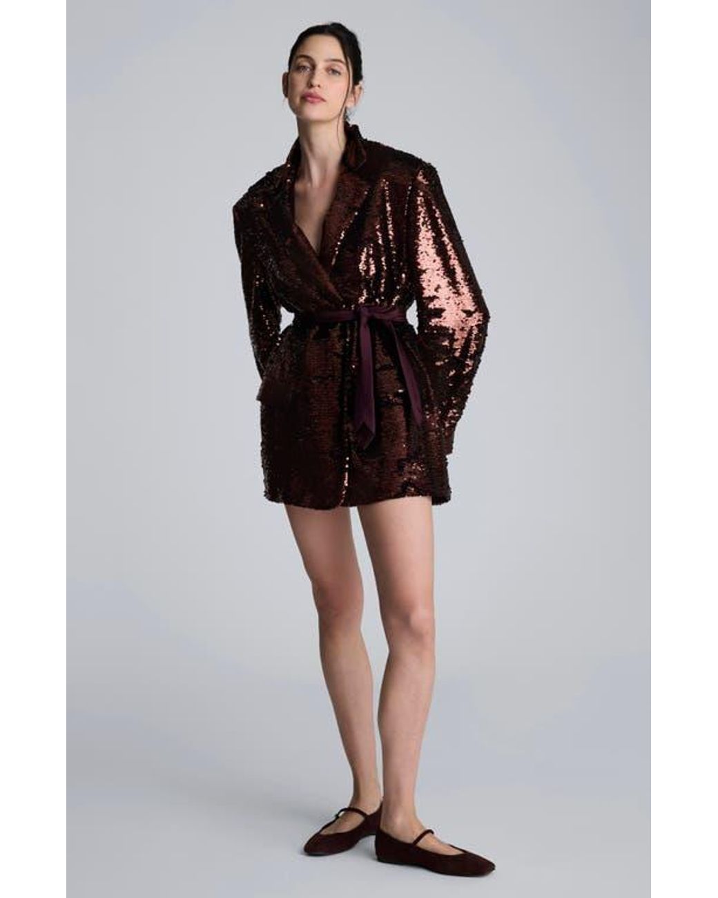 Kenneth Cole Sequin Wrap Jacket in Brown | Lyst