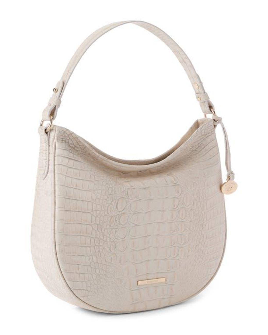 Brahmin Small Kathleen Croc Embossed Leather Shoulder Bag in Gray | Lyst