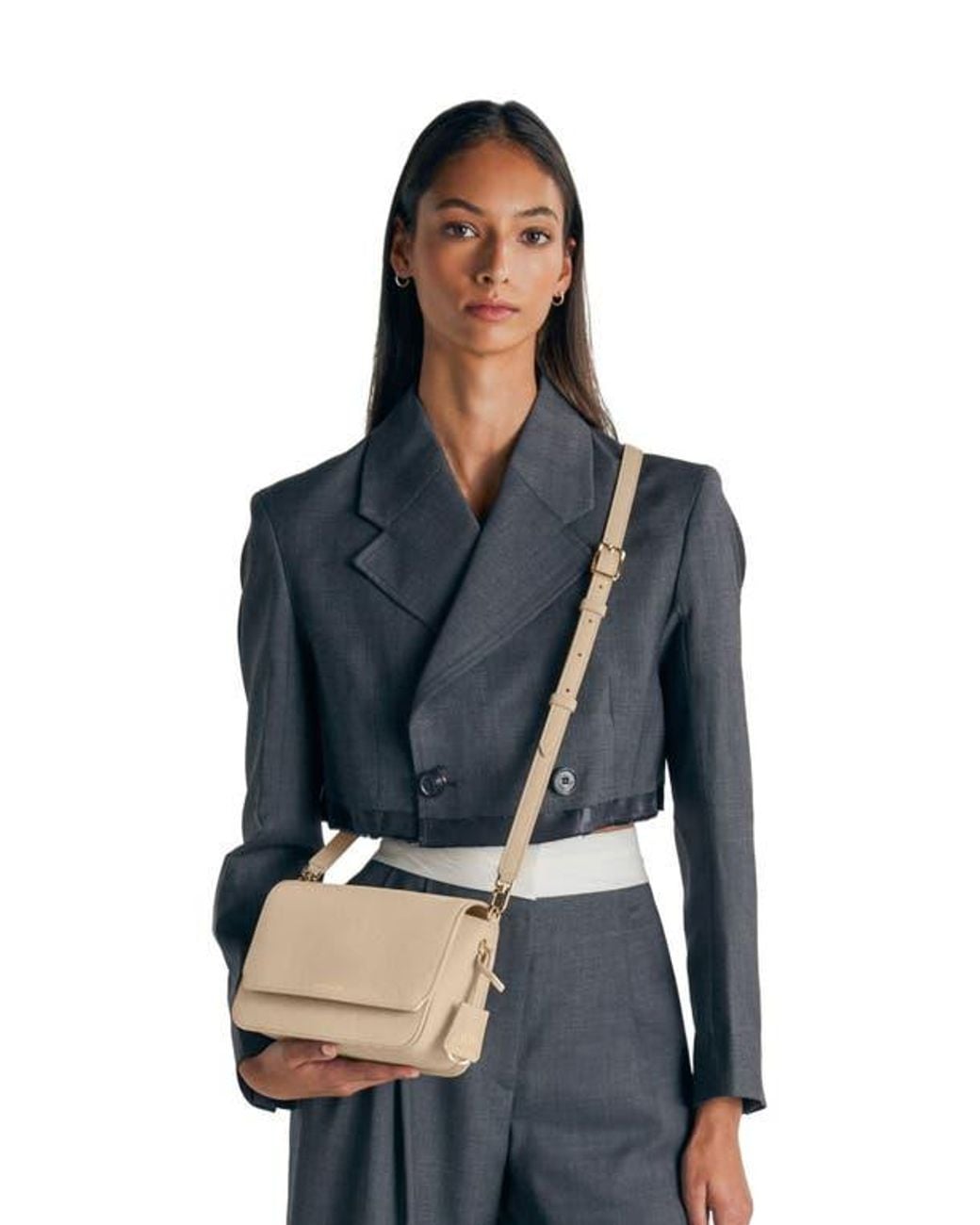 Maison De Sabre Medium Leather Flap Bag in Natural | Lyst