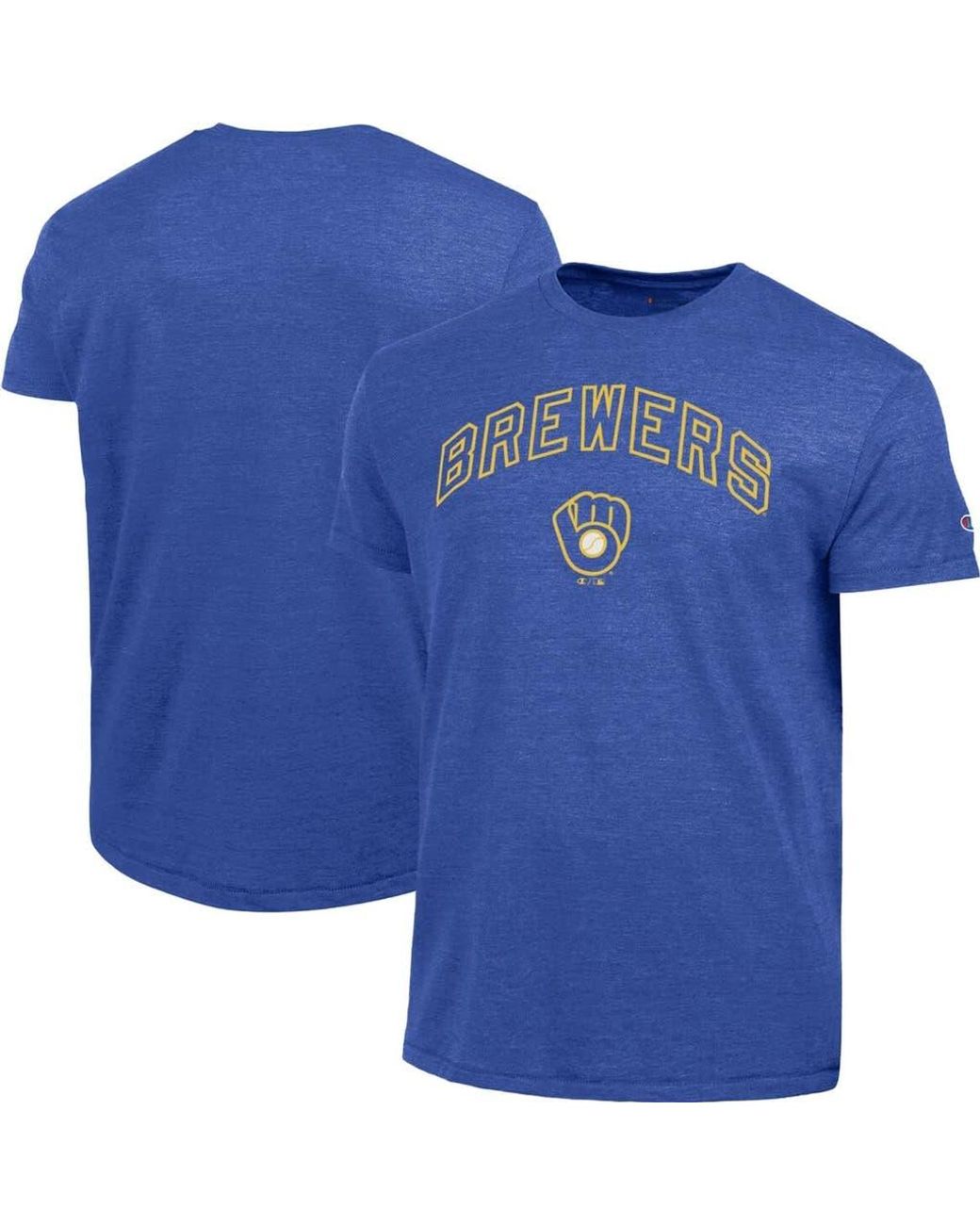 Champion Milwaukee Brewers Cooperstown Wordmark Lockup Tri-Blend T ...