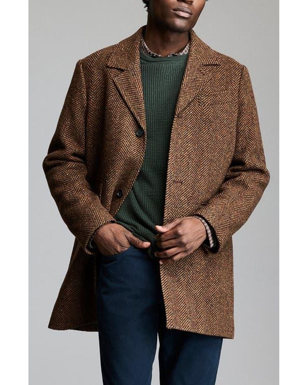 Billy Reid Astor Wool Herringbone Coat in Brown for Men | Lyst