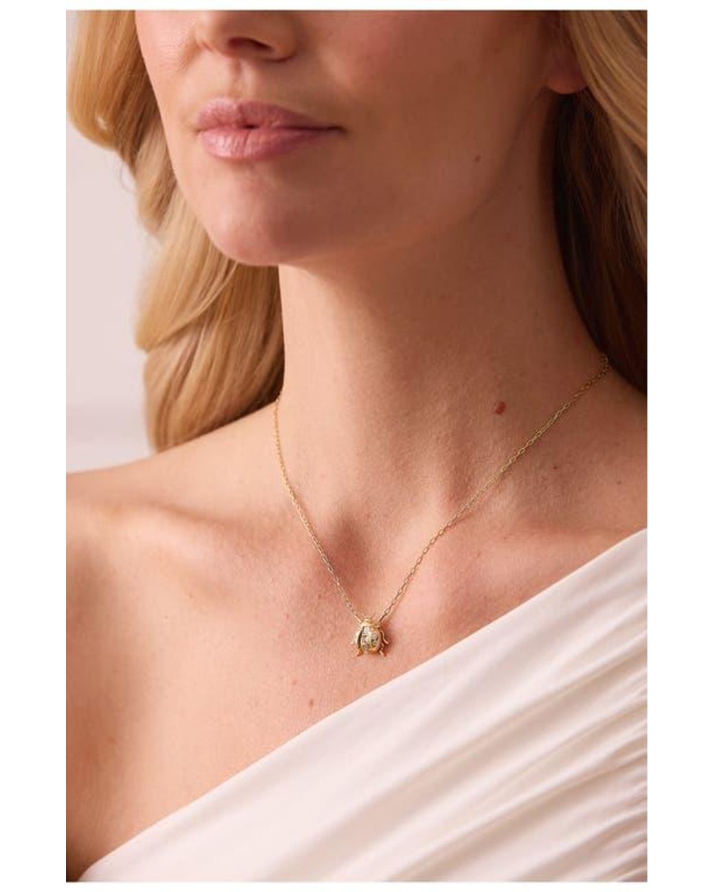 Sara Weinstock Lady Bug Diamond Necklace in Metallic | Lyst
