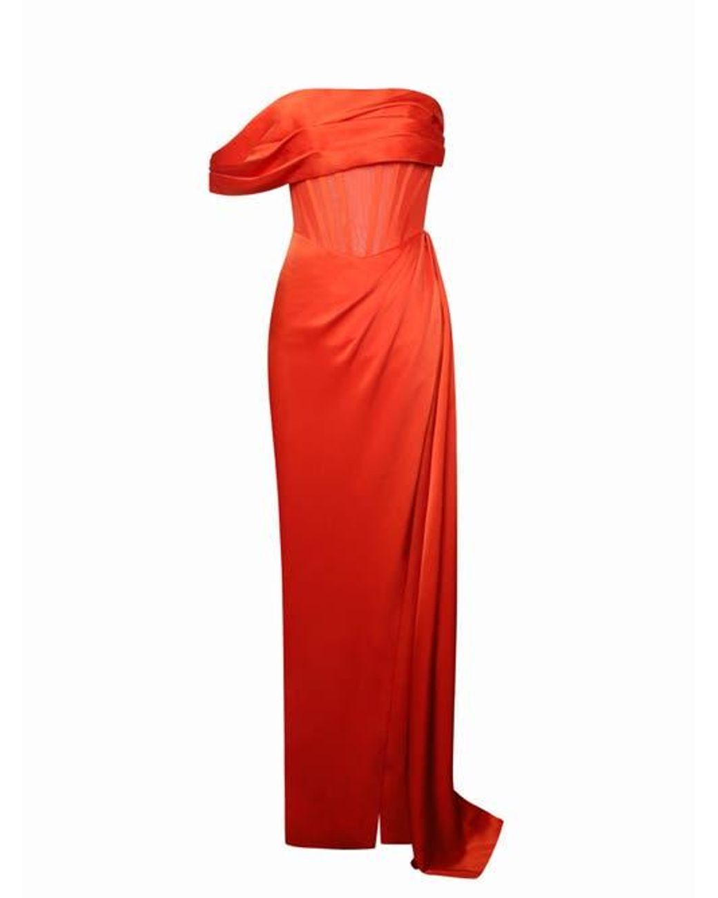 Miss Circle Rebecca High Slit Corset Evening Gown in Red | Lyst