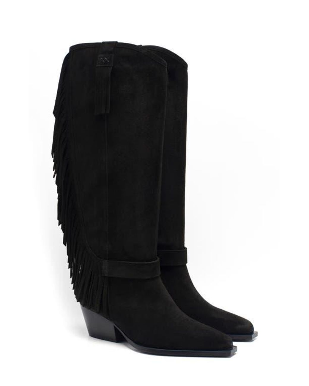 Free People Faith Fringe Western Boot in Black | Lyst